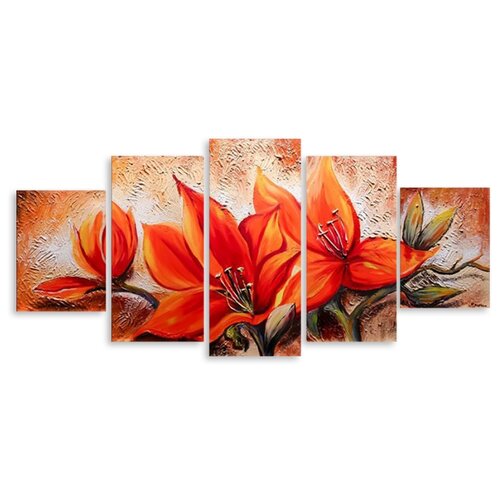 Модульная картина на холсте "Оранжевая лилия" 150x71 см
