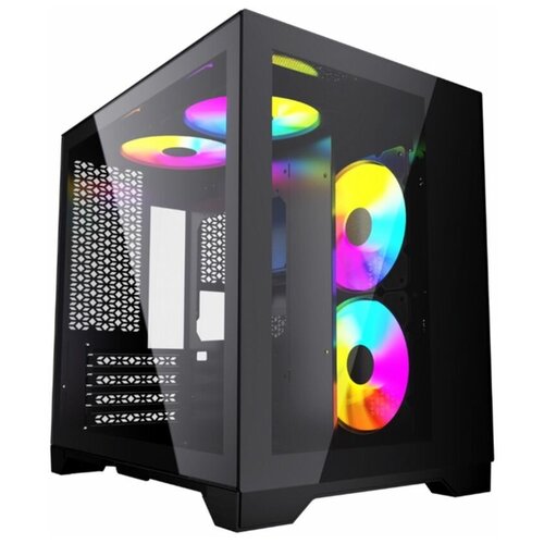 Корпус Powercase Vision Micro, Black, Tempered Glass, 4х 120mm 5-color fan, mATX (CVBM-L4)