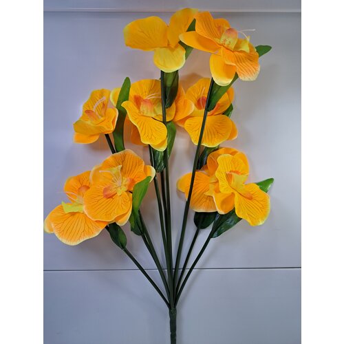 Цветы искусственные "Орхидея" 10 головок, 60 см, фиолетовый, белый, розовый, жёлтый, оранжевый.