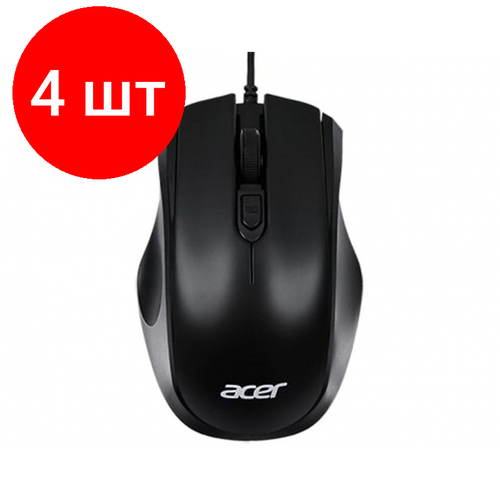 Комплект 4 штук, Мышь компьютерная Acer OMW020, черный