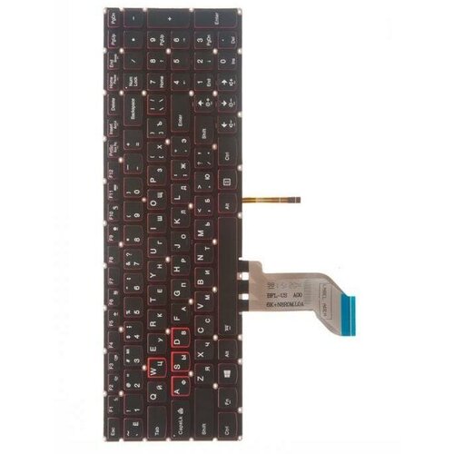 Клавиатура (keyboard) для ноутбука Lenovo Ideapad, черная без рамки, с подсветкой, верт. Enter, SN20H54489