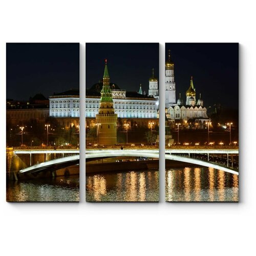 Модульная картина Ночный Кремль в отражении Москвы-реки 150x108