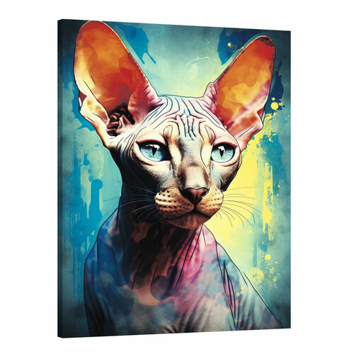 Интерьерная картина 50х70 "Кошка-сфинкс: таинственный шарм"