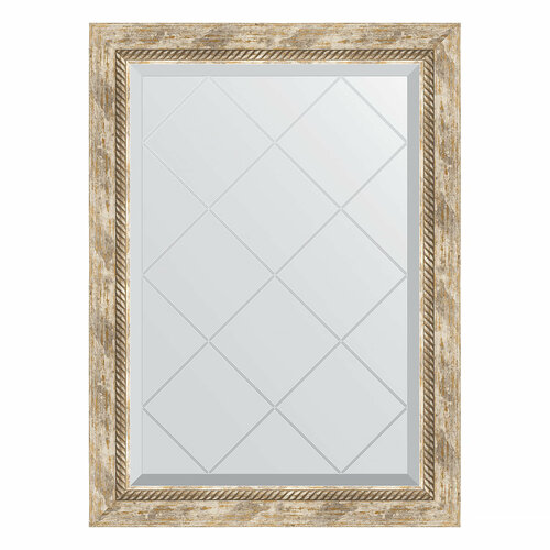 Зеркало настенное с гравировкой EVOFORM в багетной раме прованс с плетением, 63х86 см, для гостиной, прихожей, спальни и ванной комнаты, BY 4091