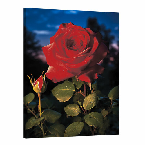 Интерьерная картина 50х70 "Розы в лунном свете"