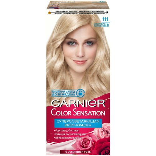GARNIER Color Sensation Платиновые блонды стойкая крем-краска, 111, Ультра блонд платиновый, 110 мл - 1 шт
