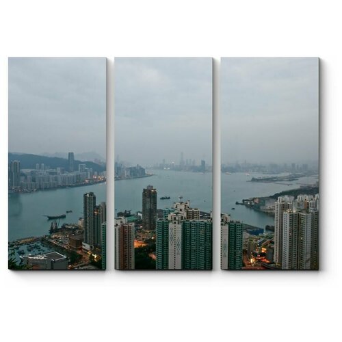 Модульная картина Пробуждающийся Гонконг120x86