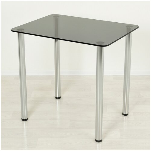 Стеклянный стол для кухни Эдель 10 серый/хром (900х600)