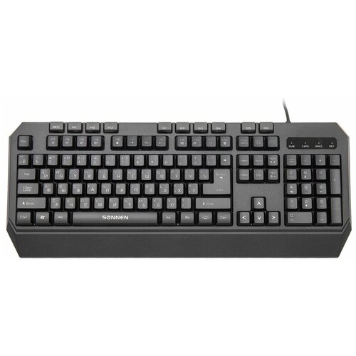 Клавиатура проводная игровая SONNEN KB-7700 USB 104 клавиши + 10 программируемых клавиш RGB черная, 1 шт