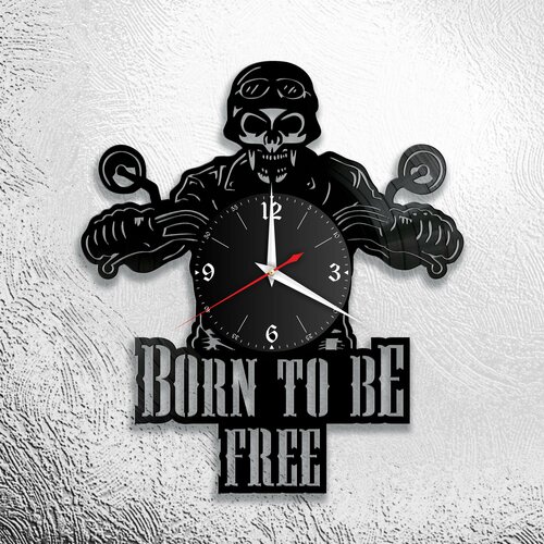 Настенные часы из виниловой пластинки с изображением мотоцикла Born to be free