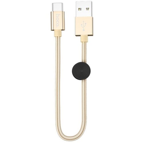 Кабель USB - Type-C HOCO X35 Premium, 0.25м, круглый, 3.0A, ткань, цвет: золотой