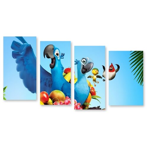 Модульная картина на холсте "Попугаи из Рио" 90x51 см