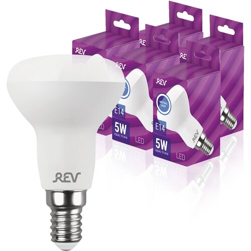Упаковка светодиодных ламп 5 шт REV 32333 4, 4000K, Е14, R50, 5 Вт