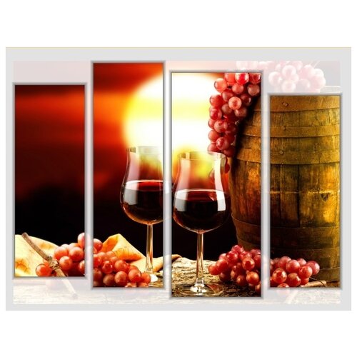 Модульная картина на холсте "Вино из бочки" 90x69 см