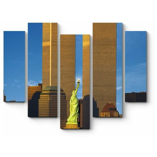Модульная картина Всемирный торговый центр за Статуей Свободы101x82