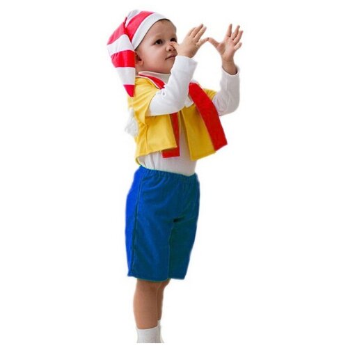 Карнавальный костюм "Буратино", 5-7 лет, колпак, курточка, шарфик, бриджи, рост 122-134 см