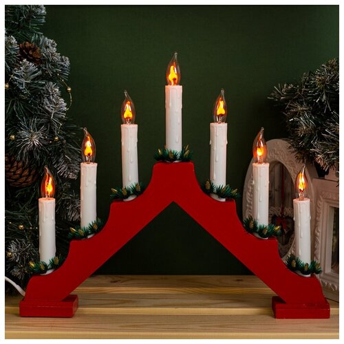 Светодиодная фигура «Рождественская горка» 39.5 × 33 × 5 см, дерево, 220 В, эффект пламени