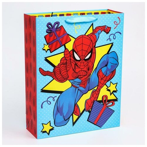 MARVEL Пакет ламинат вертикальный "С Днем Рождения!", Человек-паук, 31х40х11 см