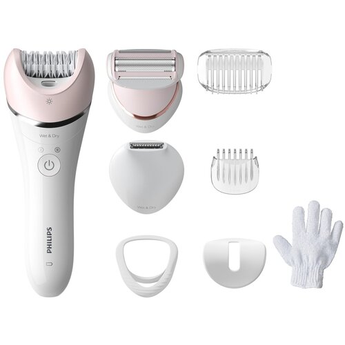 Эпилятор Philips BRE721 Epilator Series 8000, белый/розовый