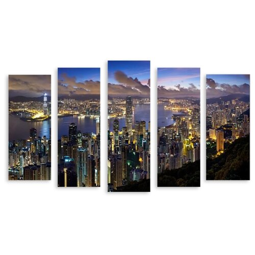 Модульная картина на холсте "Небоскребы Гонконга" 120x74 см
