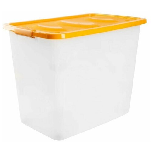 Ящик для хранения на колесиках большой. Контейнер короб для хранения прозрачный пластиковый с крышкой с колесами 72,9 л.