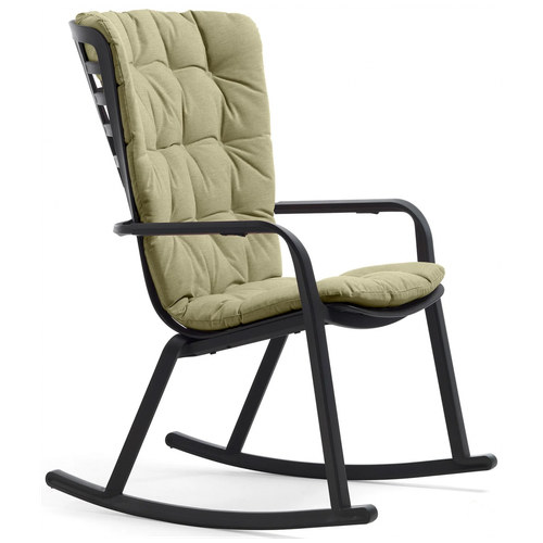 Пластиковое кресло-качалка с подушкой Nardi Folio, антрацит, зеленый
