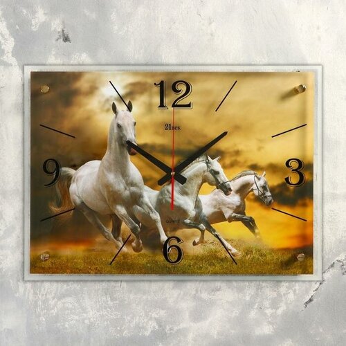 Рубин Часы настенные, интерьерные "Лошади" 40х56 см