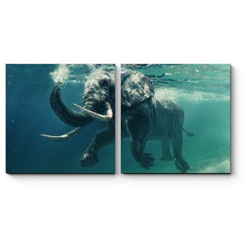 Модульная картина Слон покоряет океан 90x45