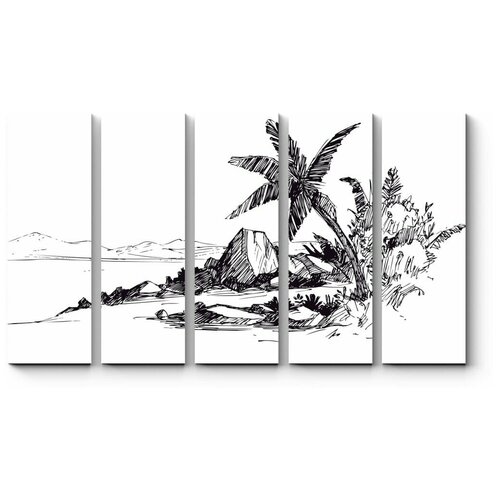 Модульная картина Зарисовка тропического пляжа 130x78