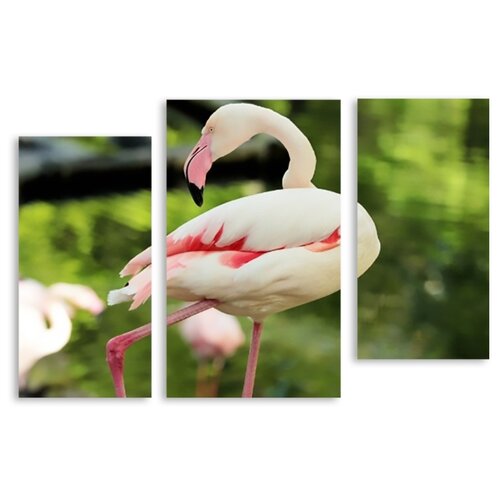 Модульная картина на холсте "Фламинго" 90x61 см