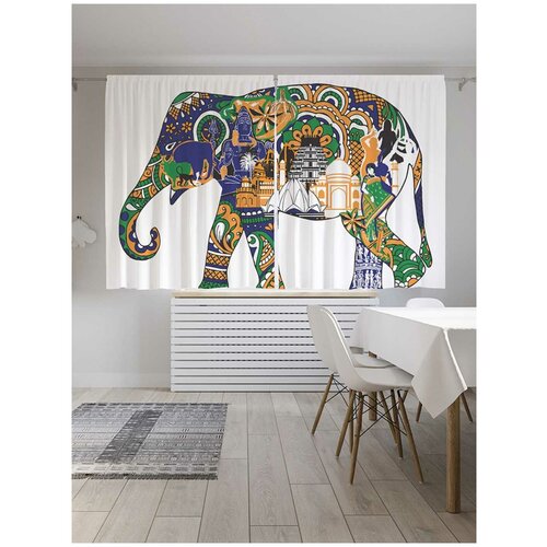 Классические шторы JoyArty "Индия на слоне", серия Oxford DeLux, 2 полотна 145x180 см