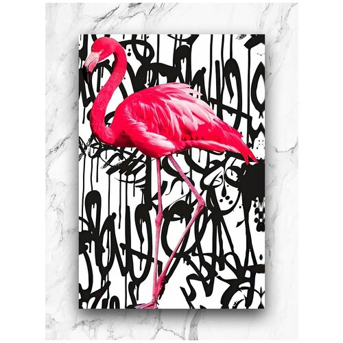 Картина для интерьера на холсте 40х60 см / Фламинго / Граффити / Арт