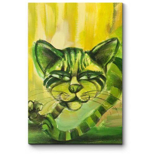 Модульная картина Зеленый полосатый кот 20x30