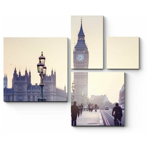 Модульная картина Биг-Бен на закате, Лондон 72x60