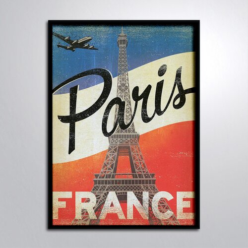 Постер в раме/Постер для интерьера/Винтажный плакат Париж Paris France