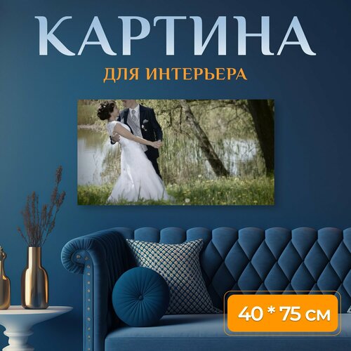 Картина на холсте "Свадьба, невеста, женщина" на подрамнике 75х40 см. для интерьера