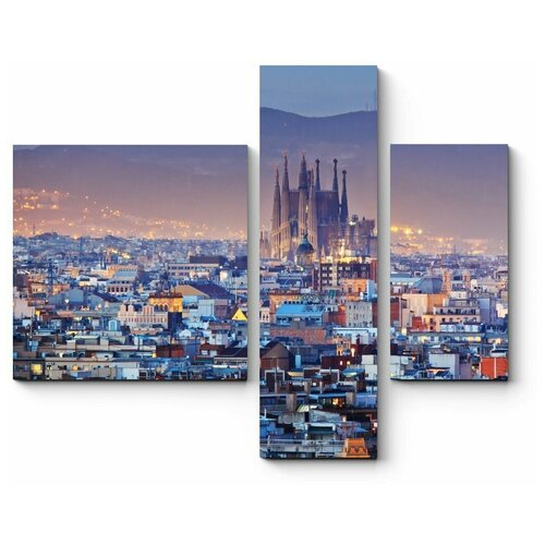 Модульная картина Величественная Барселона в сумерках140x116