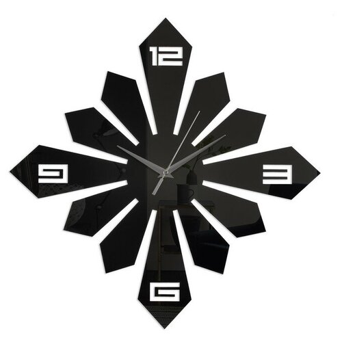 Часы-наклейка, серия: DIY, "Геометрическое солнце", 40 х 40 см, 1 АА, черные