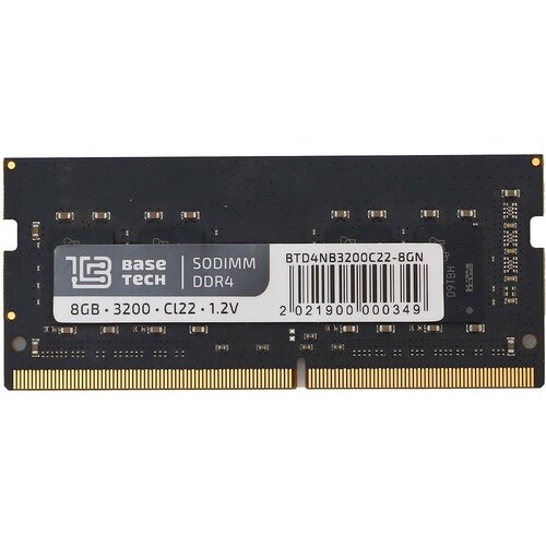 Память DDR4 SODIMM 8Gb, 3200MHz BaseTech (BTD4NB3200C22-8GN)