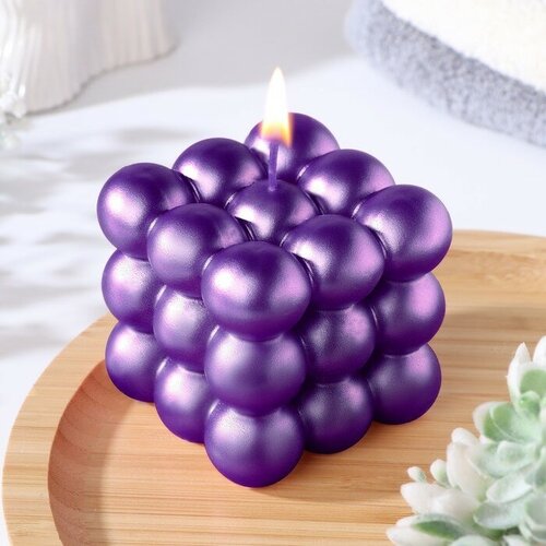 Свеча фигурная "Баблс" большой куб, 5х5х5 см, фиолетовый
