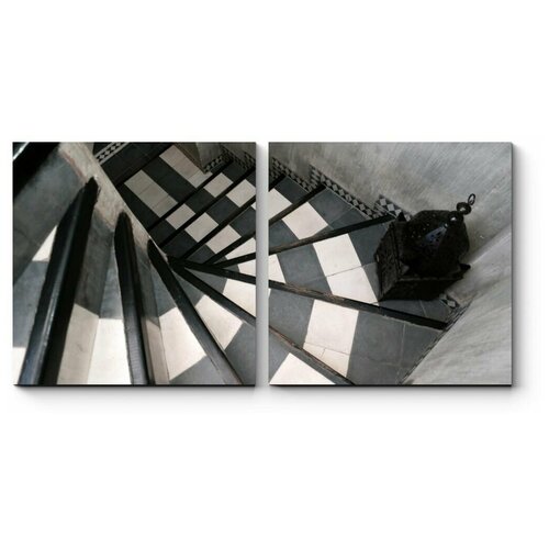 Модульная картина Черно-белая лестница120x60