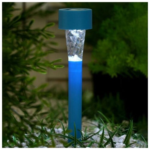 Садовый светильник на солнечной батарее «Голубая трапеция», 4.5 × 30 × 4.5 см, 1 LED, свечение белое