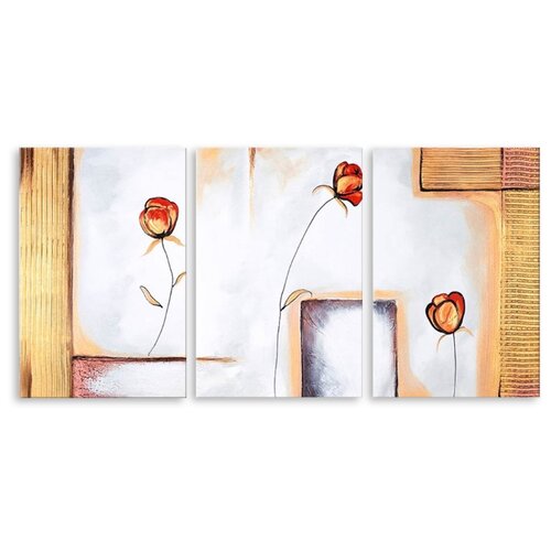 Модульная картина на холсте "Три одиноких розы" 90x45 см