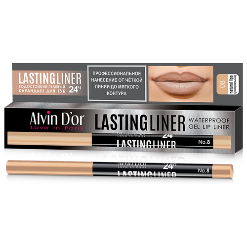 Alvin D'or Гелевый карандаш для губ автоматический Lasting Liner, 08 natural lips (универсальный)