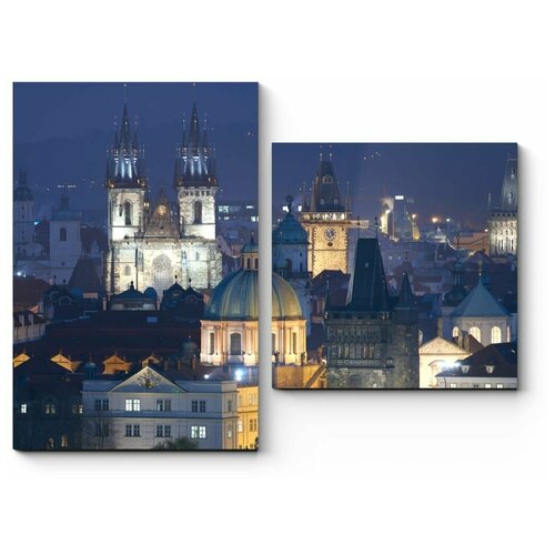 Модульная картина Ночная Прага прекрасна 40x30