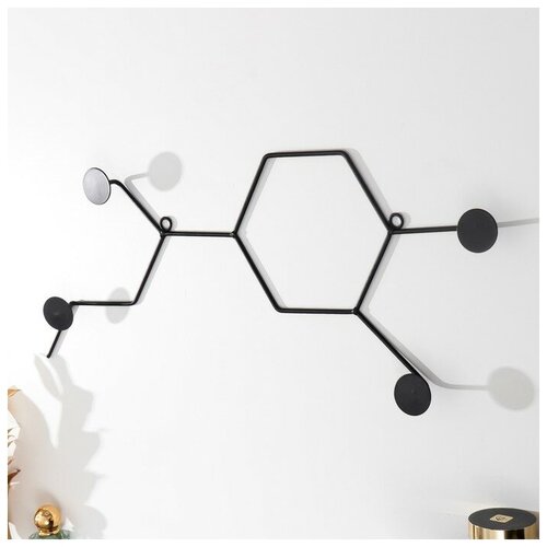 Крючки декоративные металл "Молекулы" чёрный 23х57 5 см