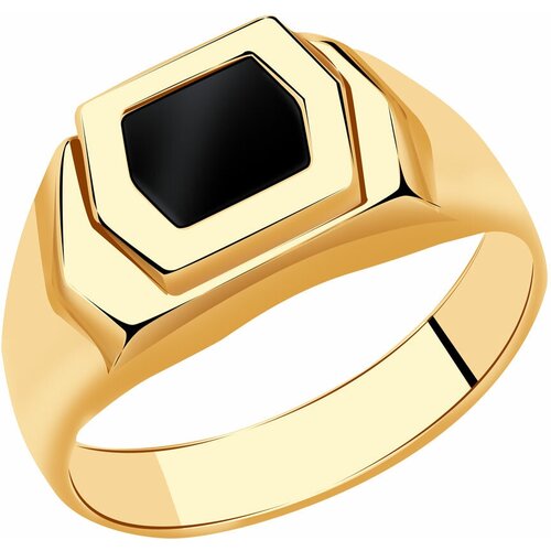 Печатка Diamant online, золото, 585 проба, оникс, размер 21