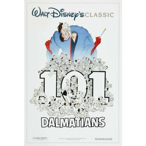 Плакат, постер на бумаге 101 далматинец (One Hundred And One Dalmatians, мультфильм, 1961г). Размер 42 х 60 см