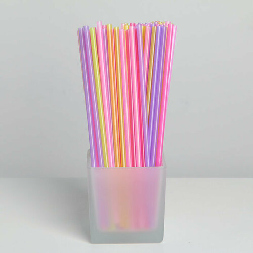 Трубочки одноразовые для напитков, 0,5×21 см, 100 шт, цвет микс (комплект из 12 шт)