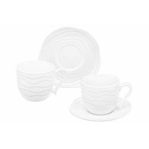 Чайная пара/ чашка с блюдцем / кружка для чая, кофе 4 предмета 260 мл Elan Gallery Айсберг волны